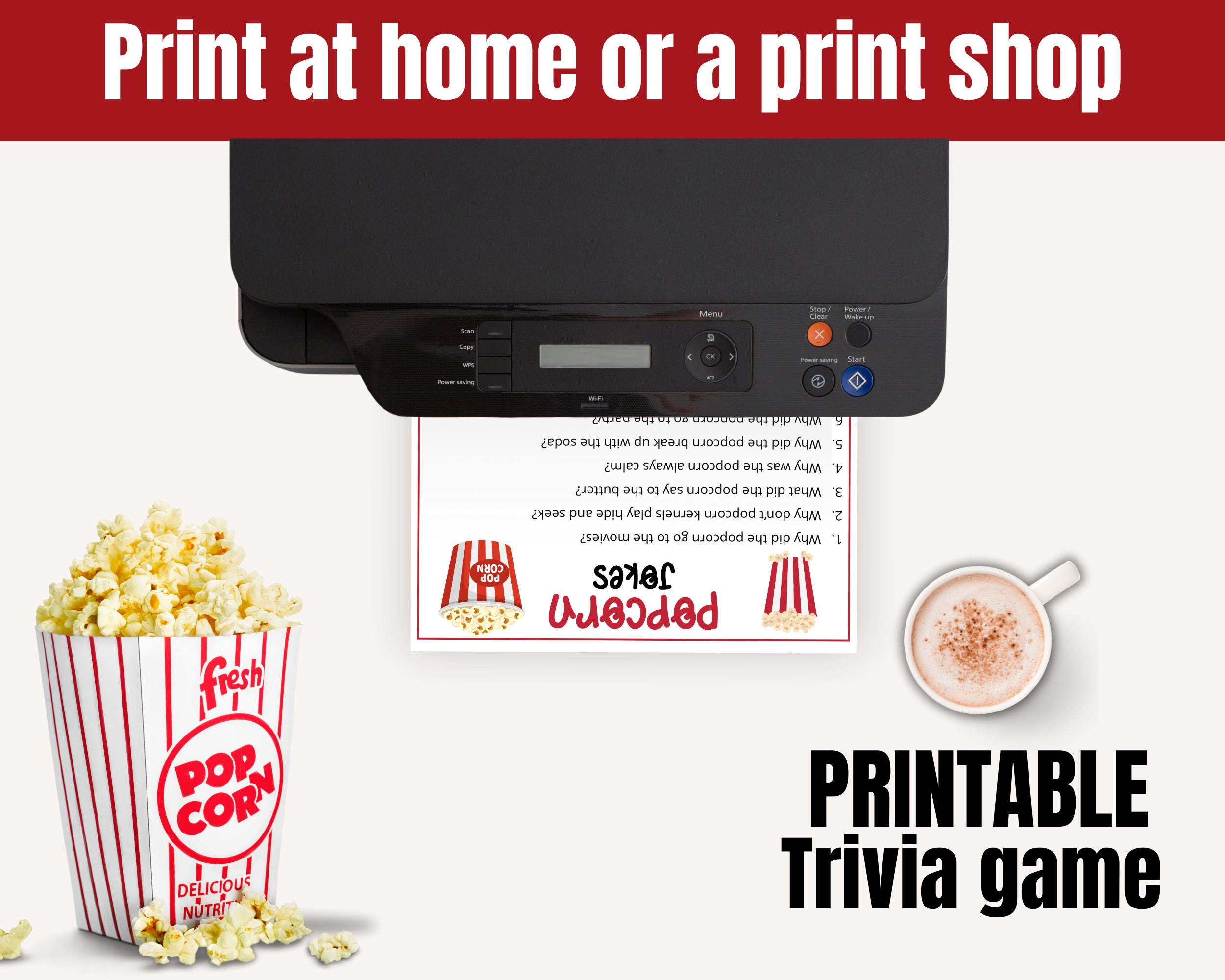 Popcorn Jokes for Kids, Printable Popcorn Pun Game, Popcorn Baby Shower ...