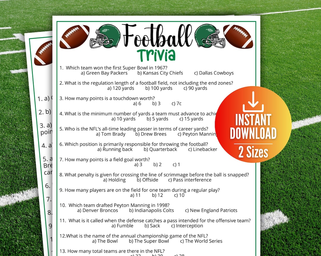 Football Trivia Game, Sports Team Trivia, Fall and Winter Sports ...