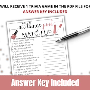 Ladies Night Out All Things Pink Trivia Game, Girls Night in Printable ...