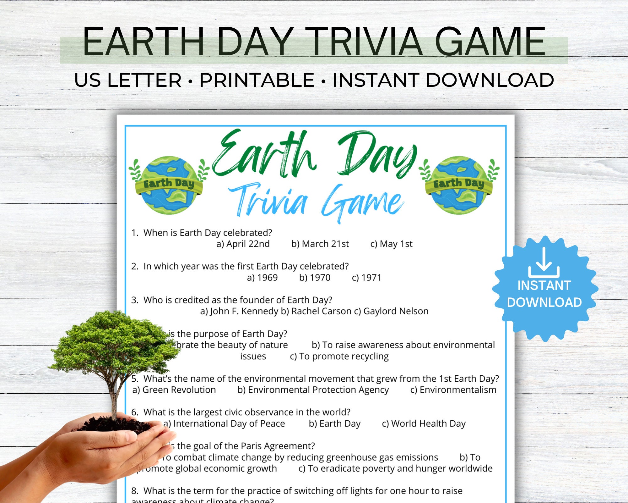 Earth Day Trivia Game, Multiple Choice Earth Day Games, Classroom ...
