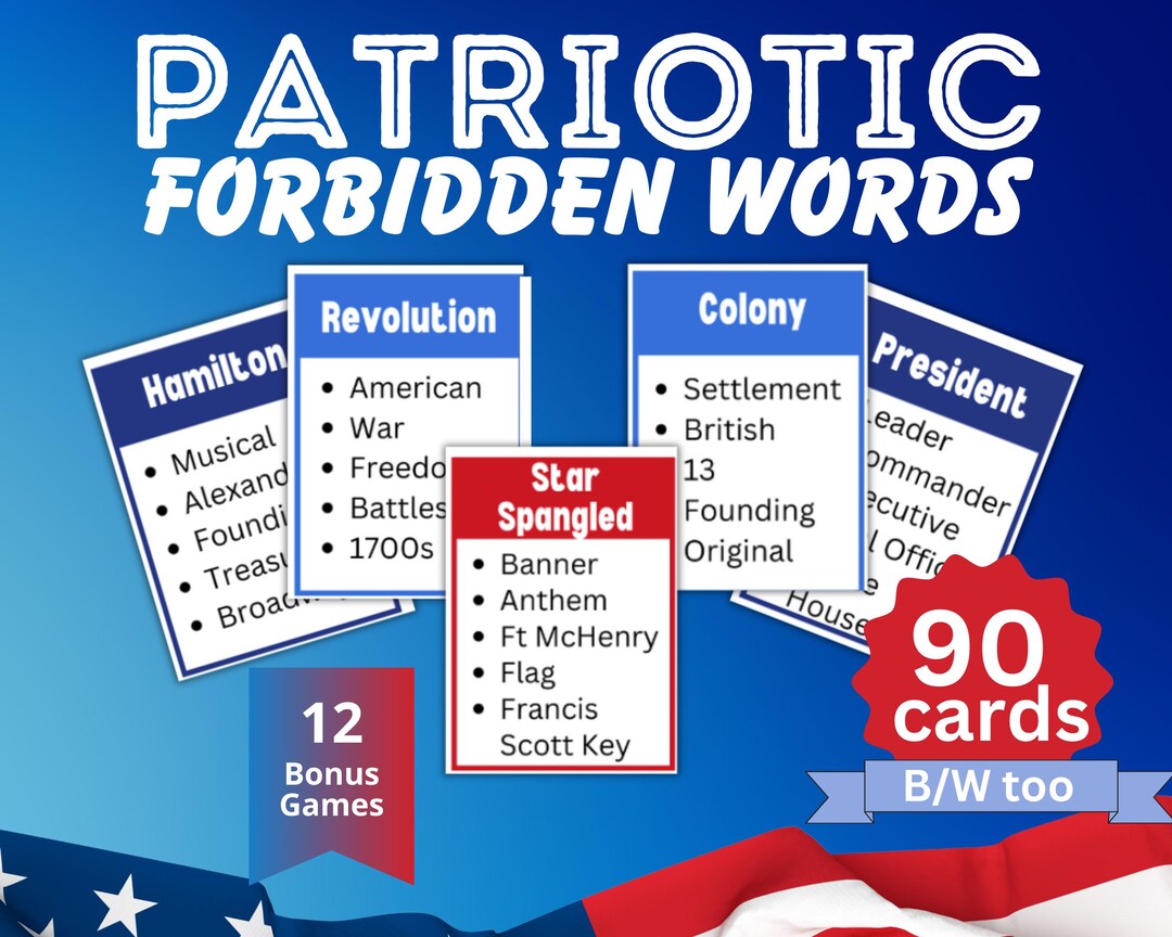 Patriotic Forbidden Words Game,presidents Day Party & Inauguration Day ...