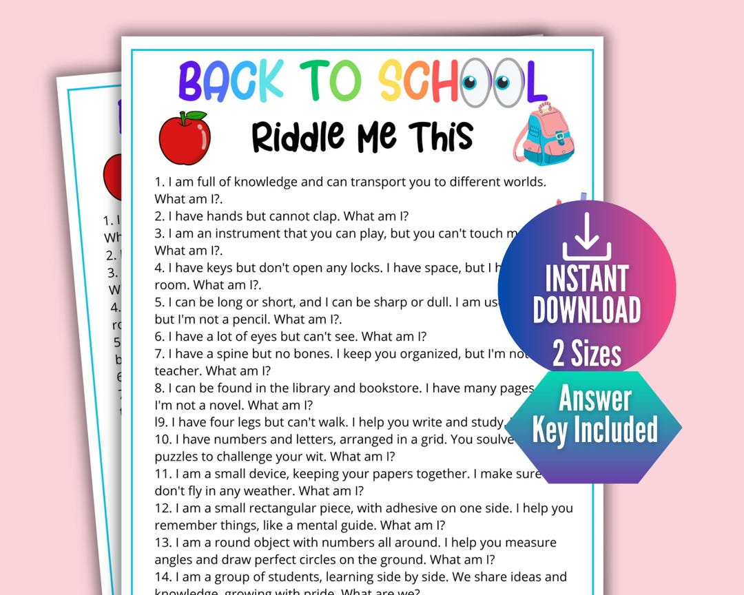 Back to School Trivia Games, Riddle Me This, Classroom Games ...