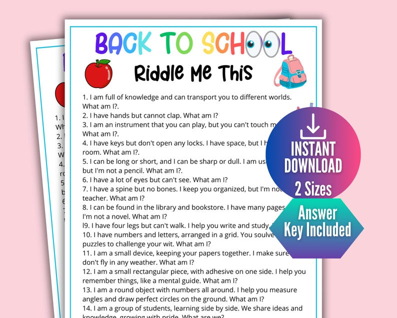 Back to School Trivia Games, Riddle Me This, Classroom Games ...