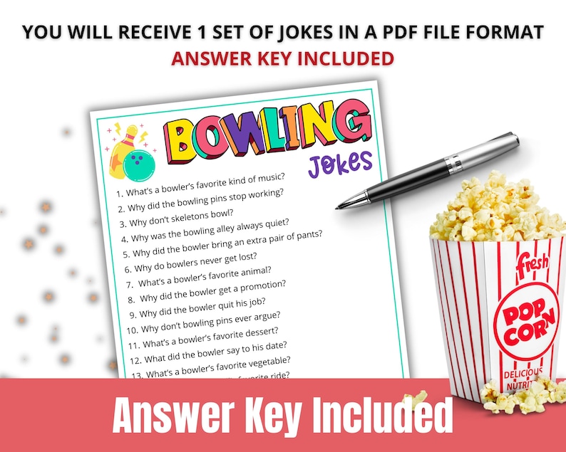 Bowling Jokes for Kids, Printable Bowling Game for Kids & Adults ...