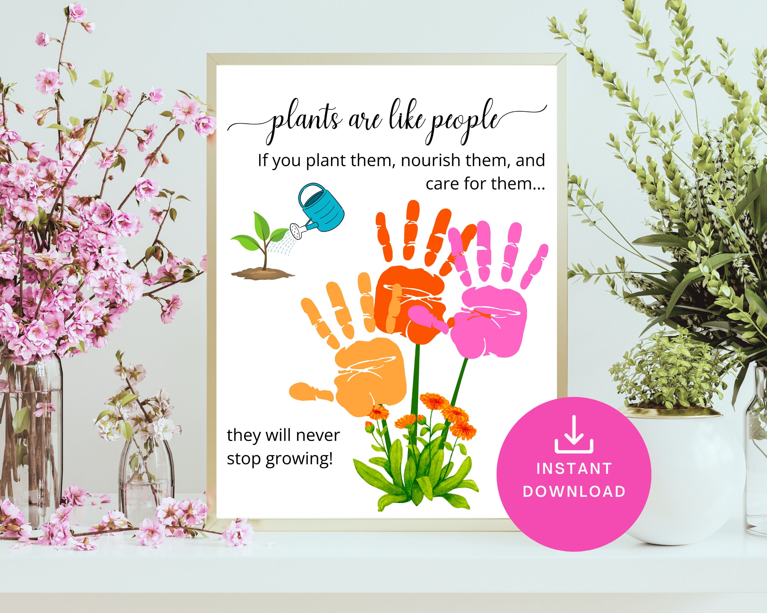 Flower Handprint Craft Art, Floral Bouquet Handprint Keepsake, Daycare ...