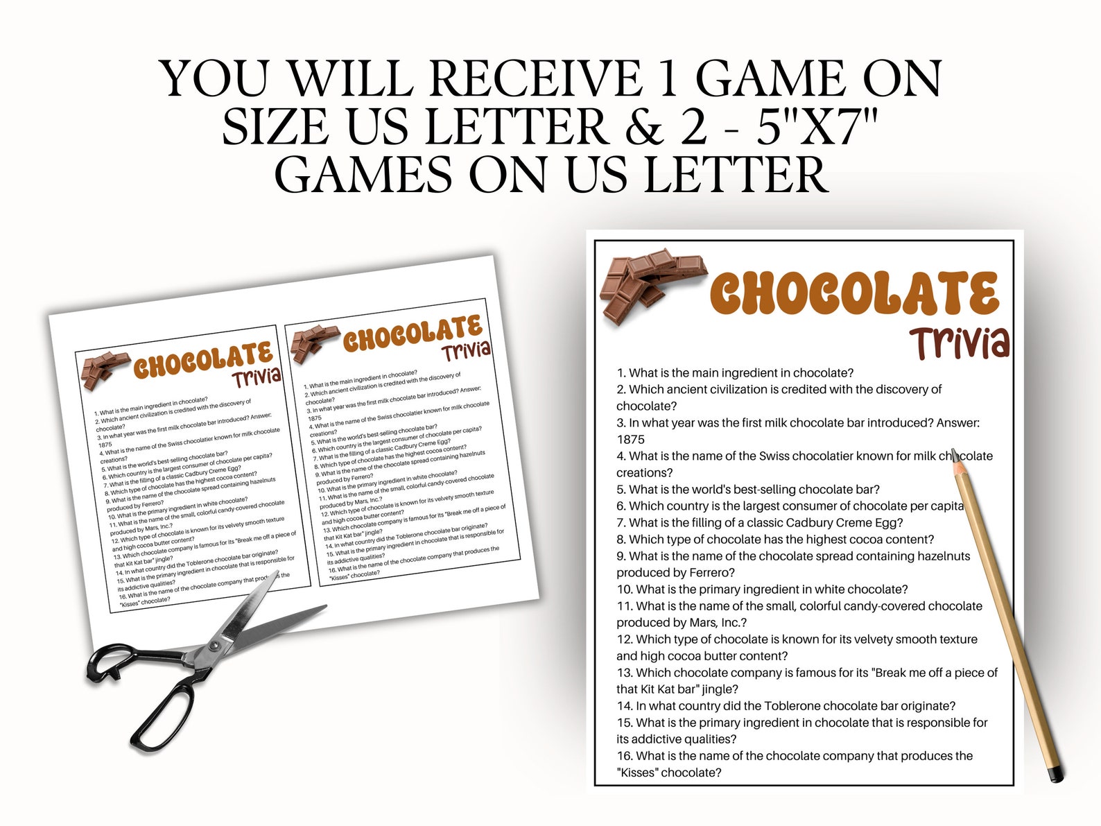 Chocolate Game Bundle, 8 Games, Valentine's Day Game, Galentine's Games ...
