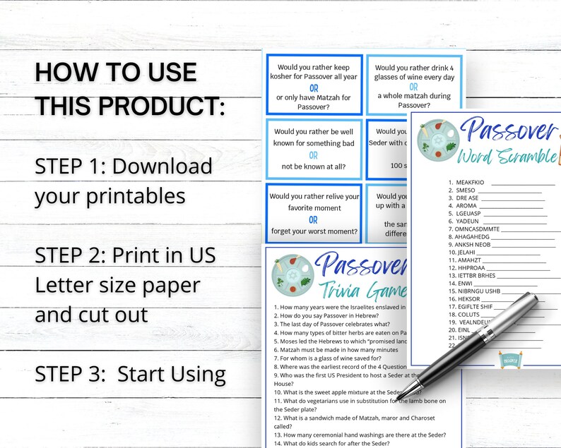 Passover Game Bundle Jewish Games Passover Holiday Passover - Etsy