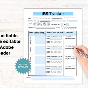 IBS Tracker, Printable Food and Symptom Tracker, Editable PDF H001 - Etsy
