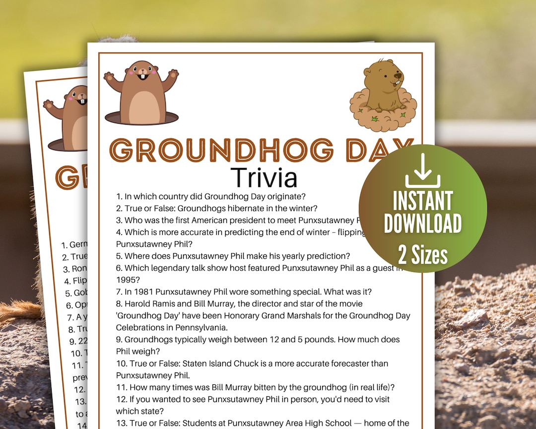 Groundhog Day Trivia, Printable Groundhog Day Game for Kids, Classroom ...