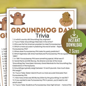 Groundhog Day Trivia, Printable Groundhog Day Game for Kids, Classroom ...