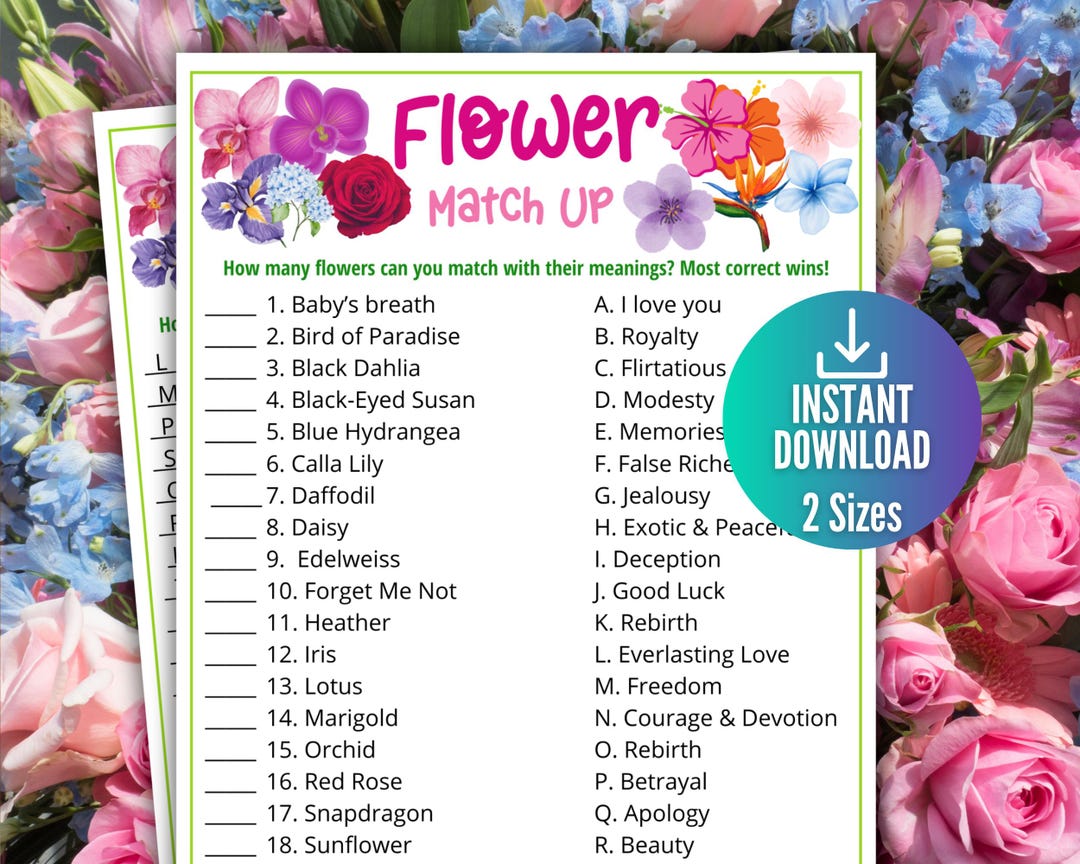 Flower Trivia Match up Game, May Flowers Trivia Quiz, Spring Season ...