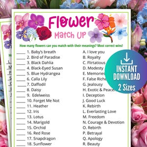 Flower Trivia Match up Game, May Flowers Trivia Quiz, Spring Season ...