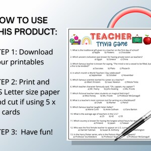 Teacher Trivia Game, Teacher Party Game, Back to School Trivia Game ...