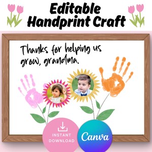 Editable Grandmother Handprint Craft, Flower Handprint Art With Kid ...