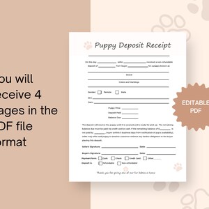 Puppy Deposit Receipt, Dog Breeder Forms, Best Selling Puppy Deposit ...