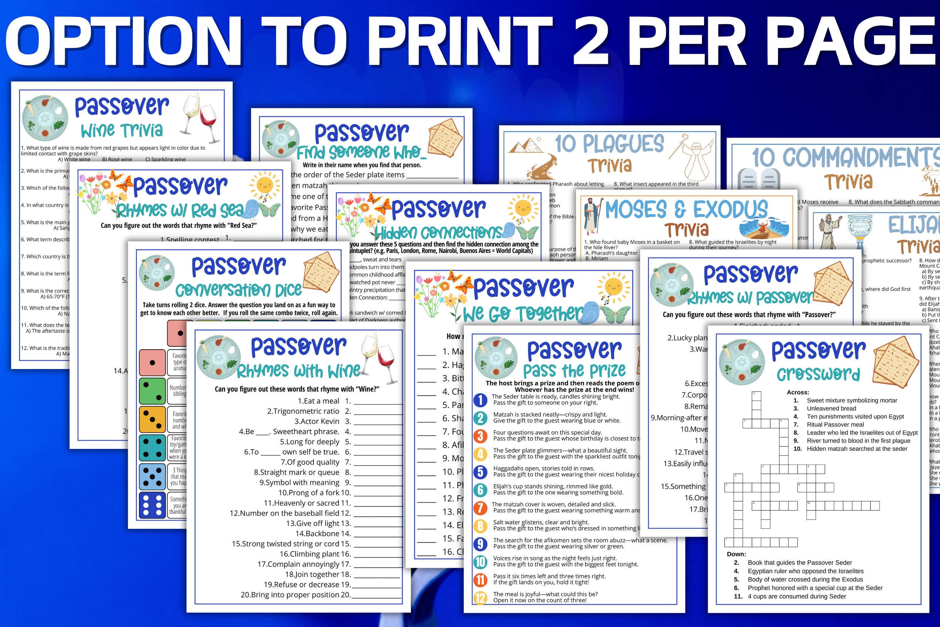 Passover Game Bundle, Jewish Games, Passover Holiday, Passover Games ...