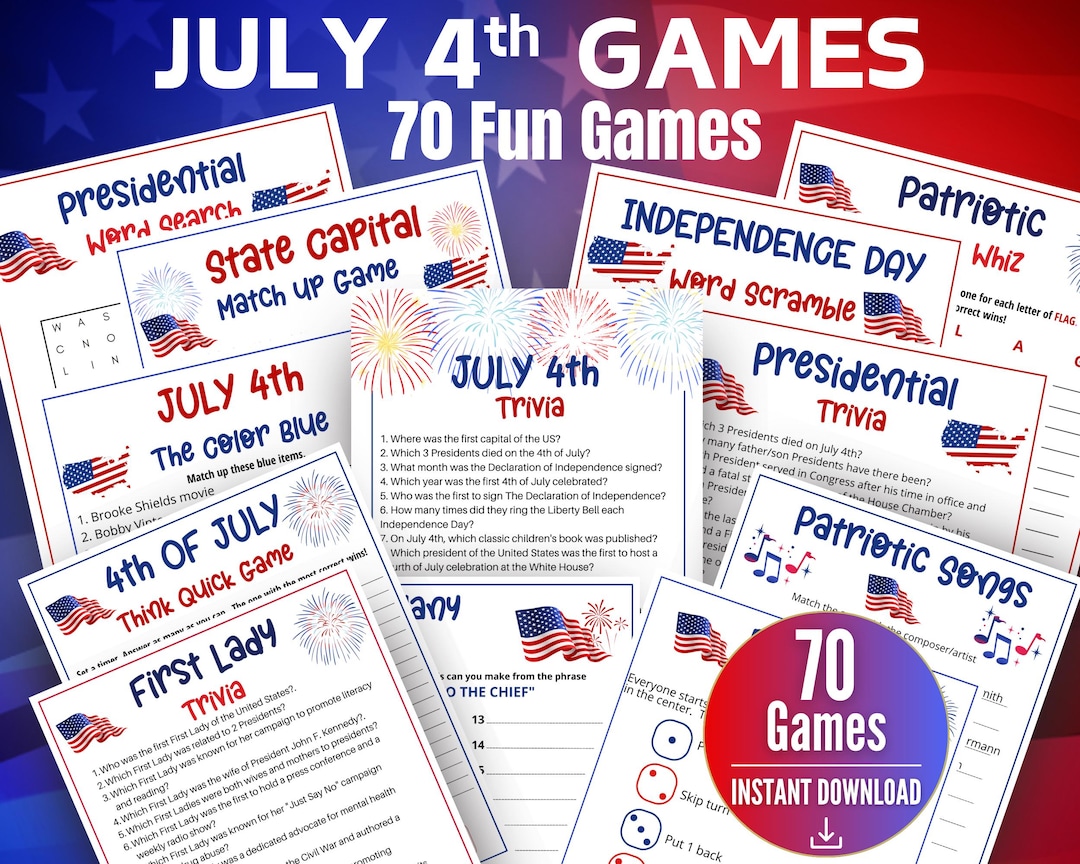 4th of July Game Bundle, July 4th Trivia, Patriotic Songs Game ...