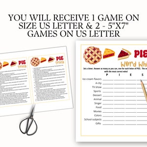 Pie Game Bundle, 8 Games, Christmas Games, Thanksgiving Games ...