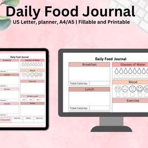 Editable Daily Food Journal, Printable Daily Food Journal, Daily Food ...