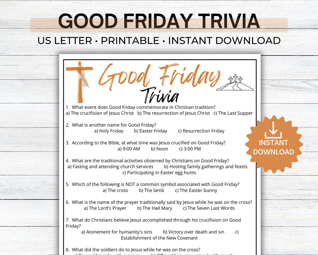 Good Friday Trivia Game, Holy Week Game Quiz, Multiple Choice Religious ...