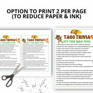 Taco Trivia Game,printable Mexican Fiesta Game for Kids & Adults, Cinco ...
