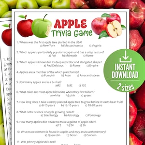 Apple Trivia Game, Fall Trivia Game, Halloween Party Game, Autumn ...