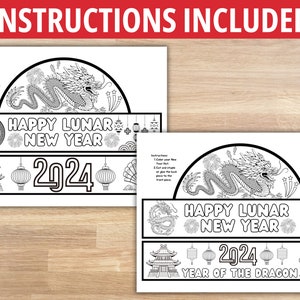 Lunar New Year Coloring Craft Hat, DIY Chinese New Year Craft Crown ...