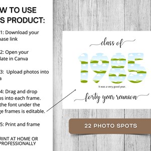 EDITABLE Custom 40th Class Reunion Sign, 40th Reunion Photo Collage ...