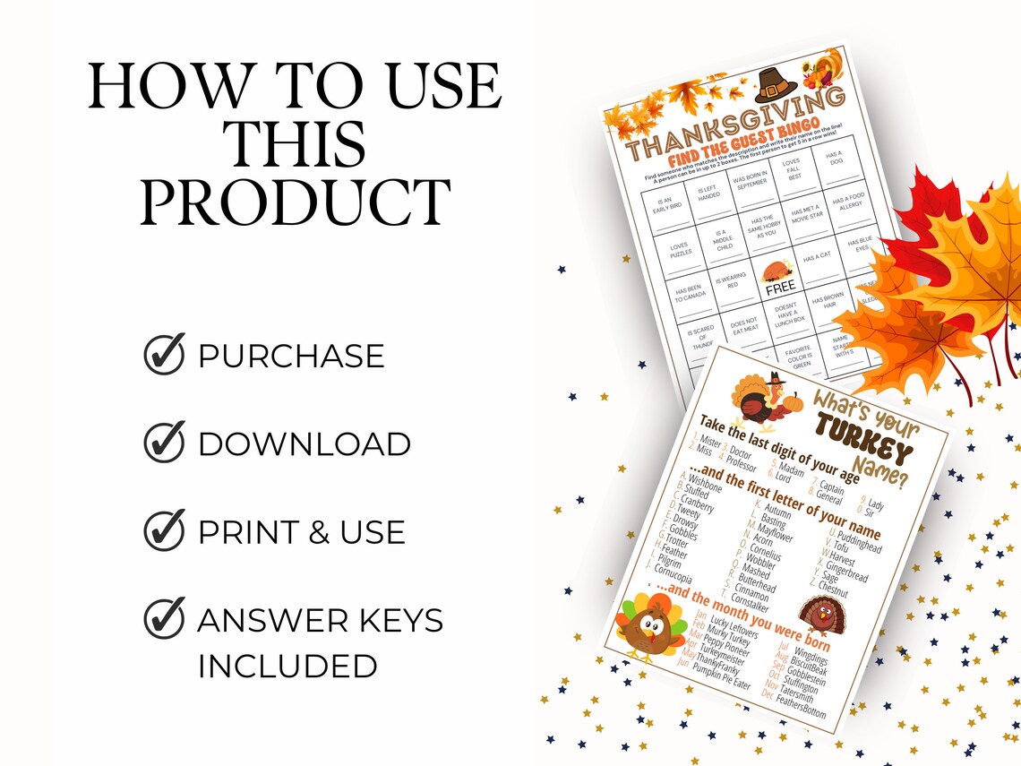 Thanksgiving Game Bundle, Fall Trivia Games, 52 Fun Printable Games for ...