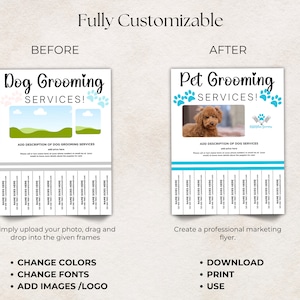 Editable Dog Grooming Marketing Flyer, Dog Groomer Tear off Flyer,dog ...