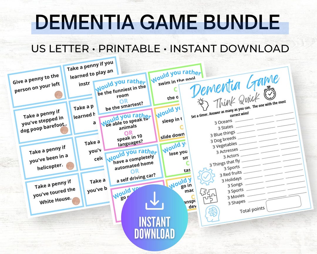 Dementia Game Bundle. Senior Citizens Would You Rather Game,pass the ...