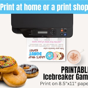 What's Your Donut Name Game WITH NAMETAGS + SIGN, Donut Party Game ...