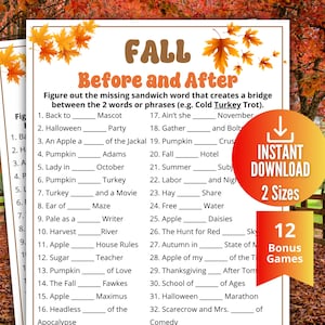Fall Trivia Game, Autumn Before and After Quiz, Fall Season Office ...