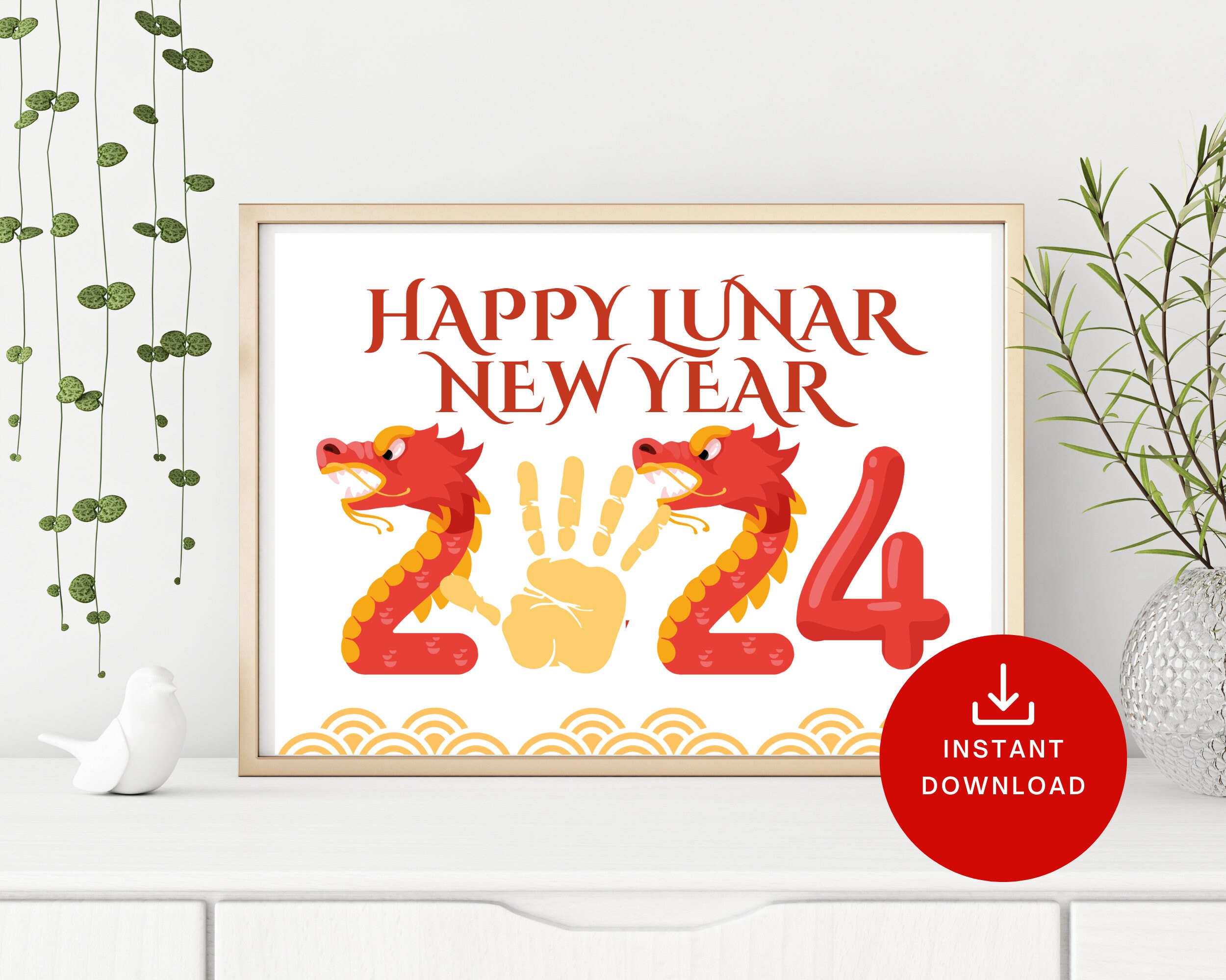 Lunar New Year Handprint Craft, Chinese New Year Handprint Art, Year of ...