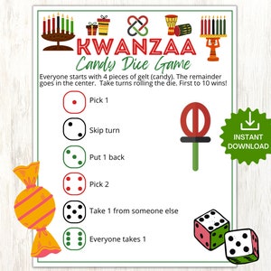 Kwanzaa Candy Dice Game, Kwanzaa Party Game, Kid's Printable Game ...