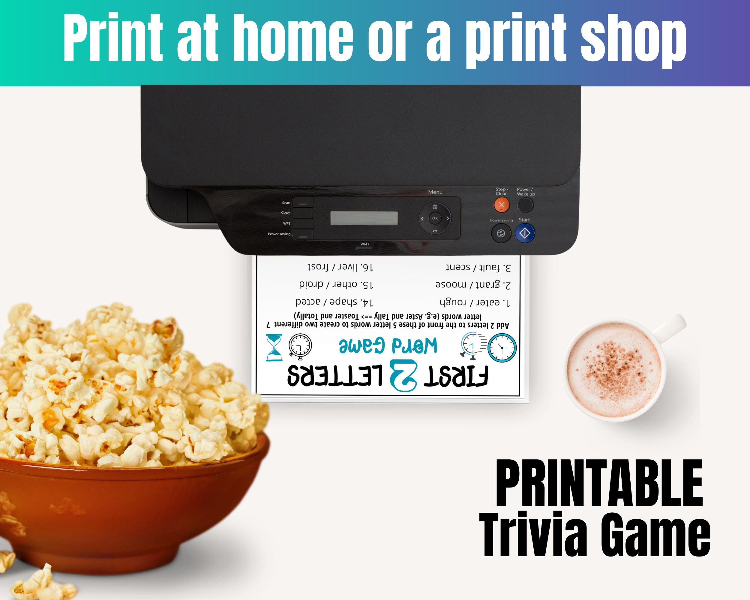 Pop Culture Trivia Game,first 2 Letters Word Quiz,printable Game for ...