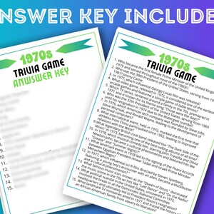 1970s Decade Trivia Game, Trivia Questions, 70s Trivia Quiz, 1970s ...
