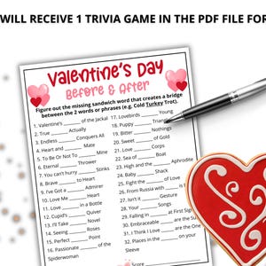 Valentine's Day Before & After Trivia Game, Fill in the Blank ...