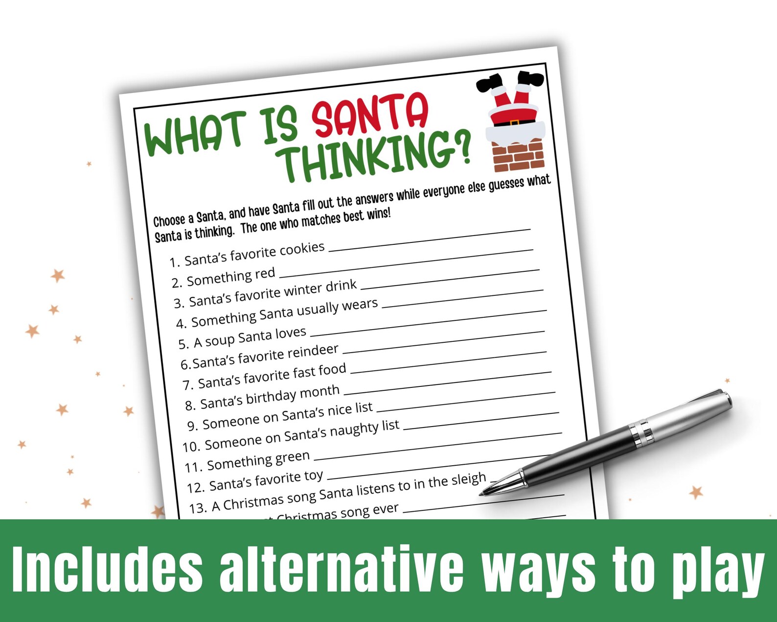 Christmas What is Santa Thinking Game, Office Party Activity, Office ...