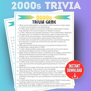 2000s Decade Trivia Game, Trivia Questions, 2000s Trivia Quiz, 2000s ...