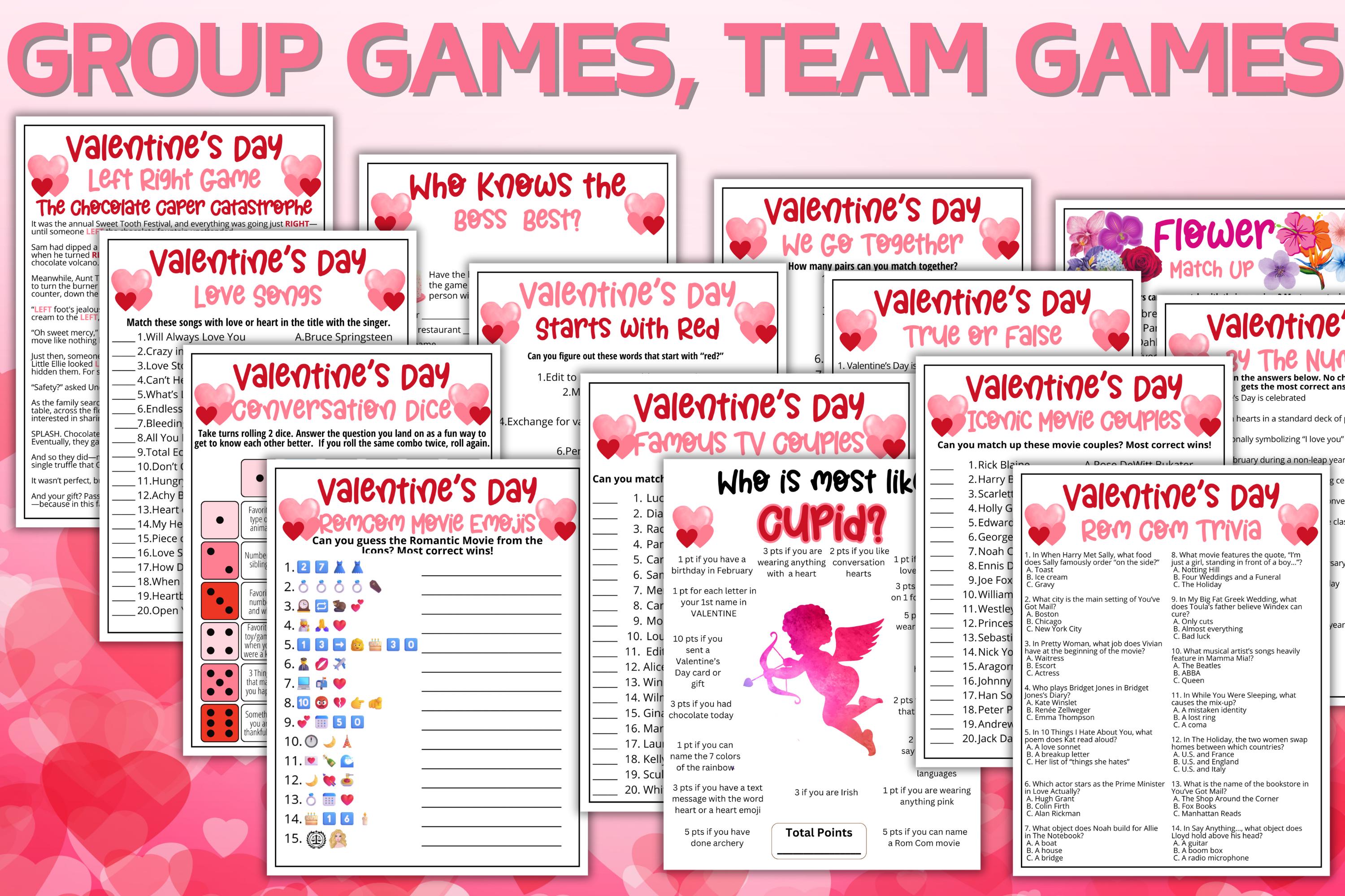 Valentine's Day Game Bundle, Rom Com Movie Quote Trivia Game,galentine ...