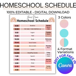 EDITABLE Daily Homeschool Schedule, Childcare Daily Routine, Daily ...