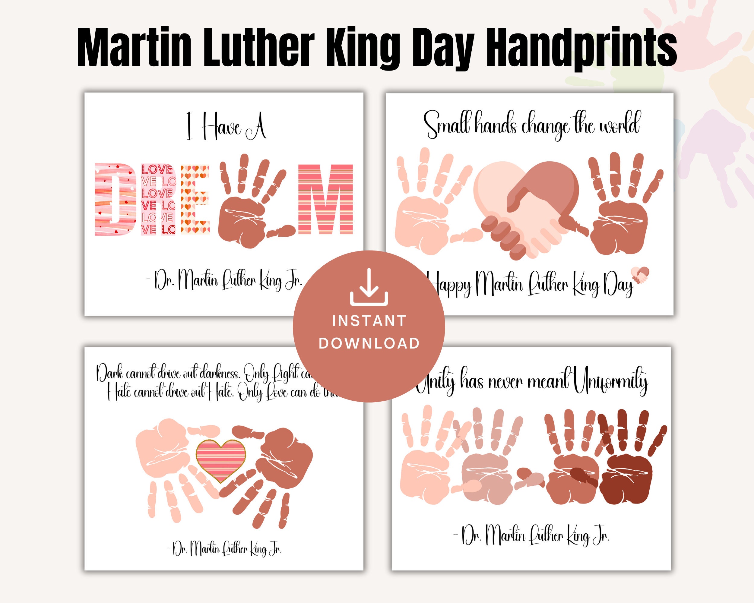 Martin Luther King Day Handprint Craft, MLK Day Handprint Art Bundle ...