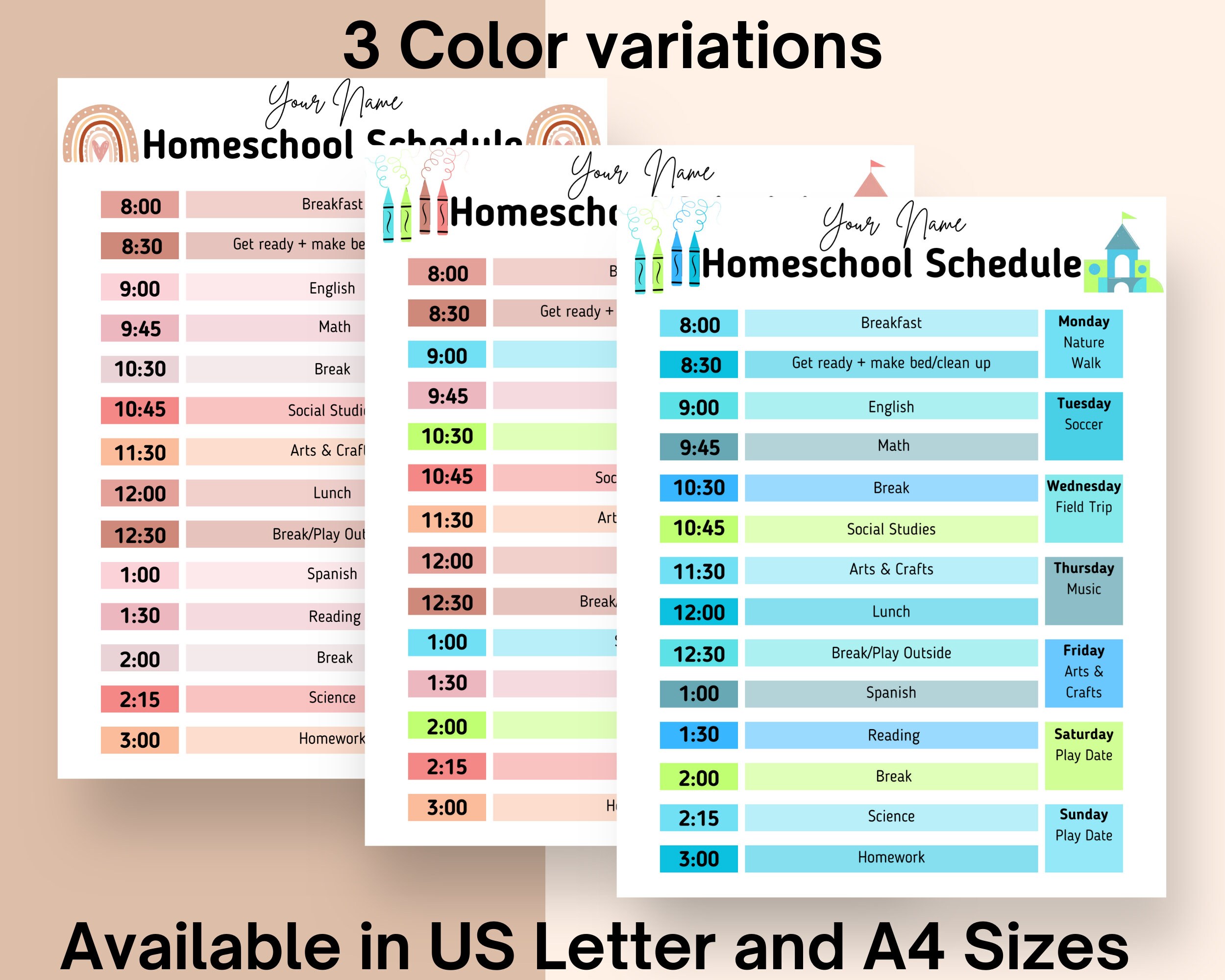 EDITABLE Daily Homeschool Schedule, Childcare Daily Routine, Daily ...