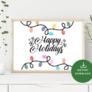 Fingerprint Christmas Lights Printable - Happy Holidays Craft, Craft ...