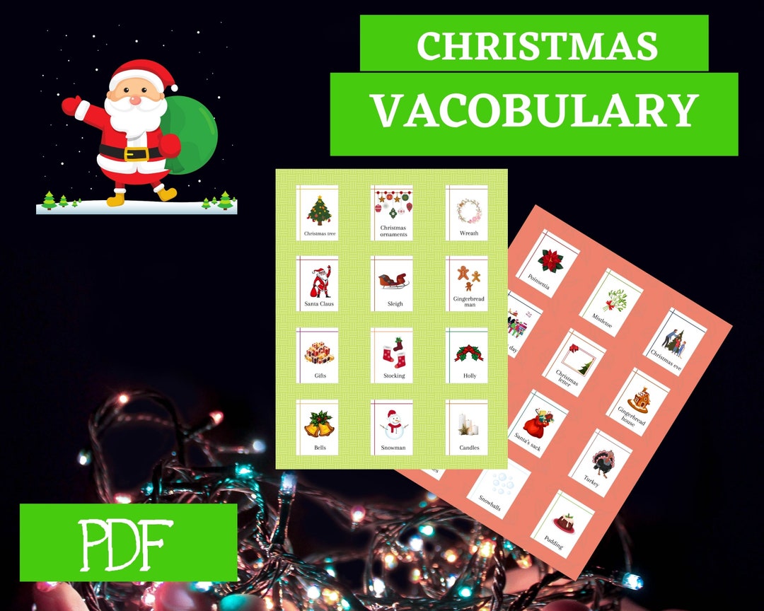 Christmas Vocabulary Cards 48 Montessori Cards Flash Cards - Etsy