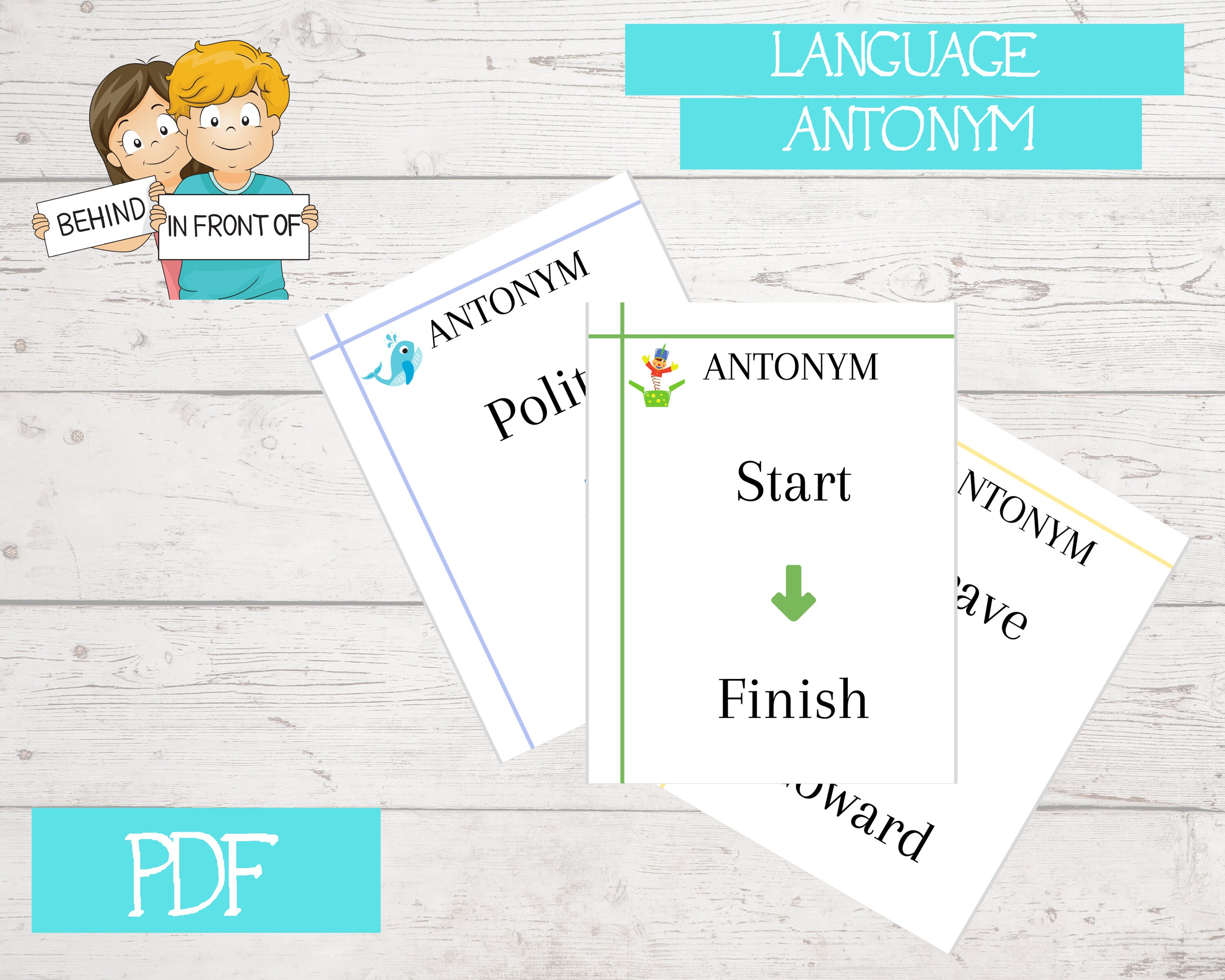 ANTONYM WORDS Montessori Cards Flash Cards Pdf Printable - Etsy