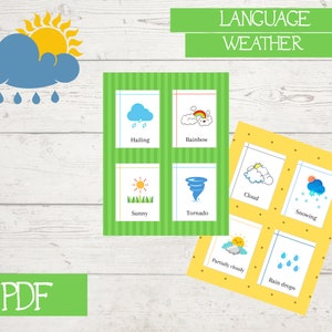 Weather Cards Montessori Cards Flash Cards Pdf Printable - Etsy