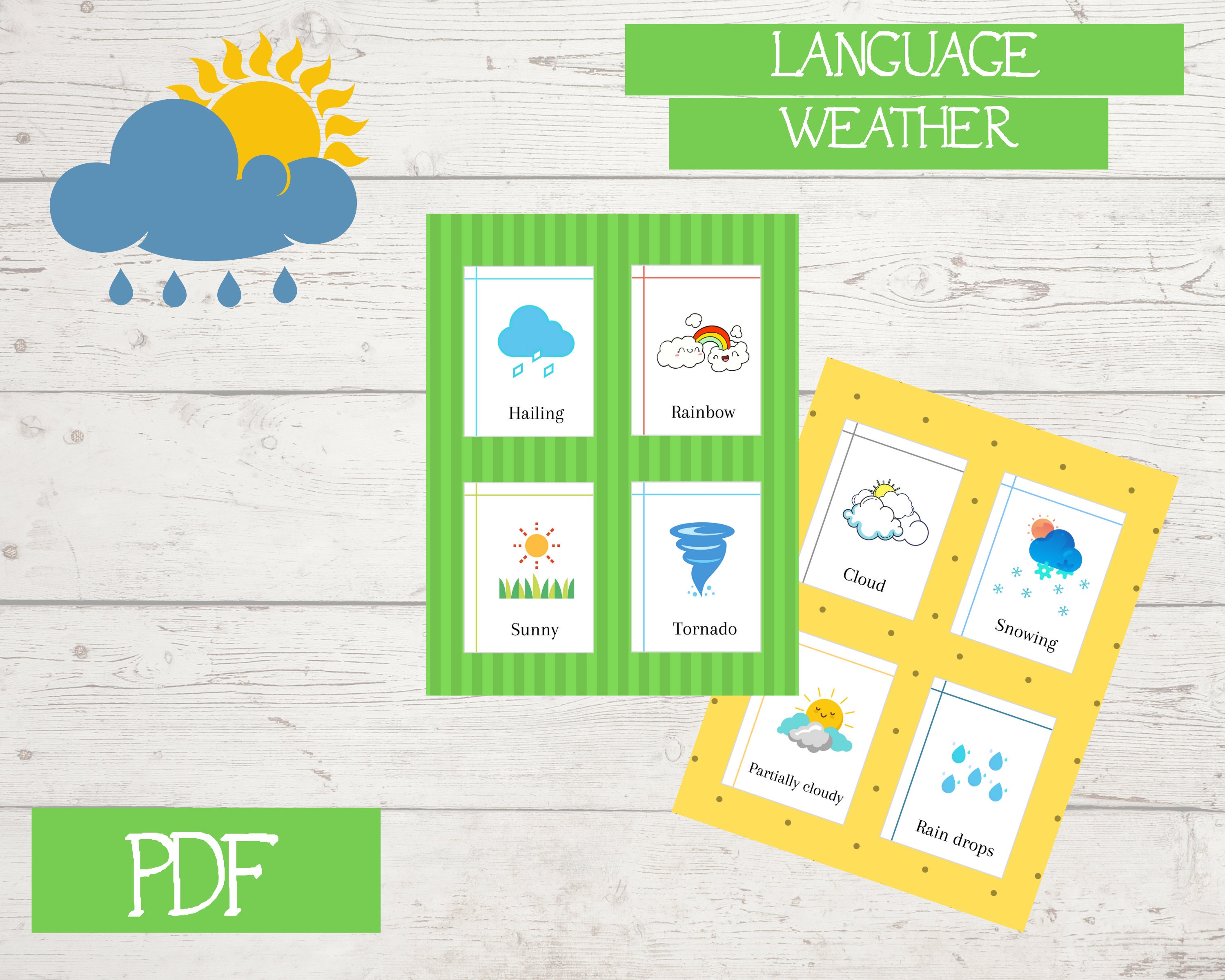 Weather Cards Montessori Cards Flash Cards Pdf Printable - Etsy