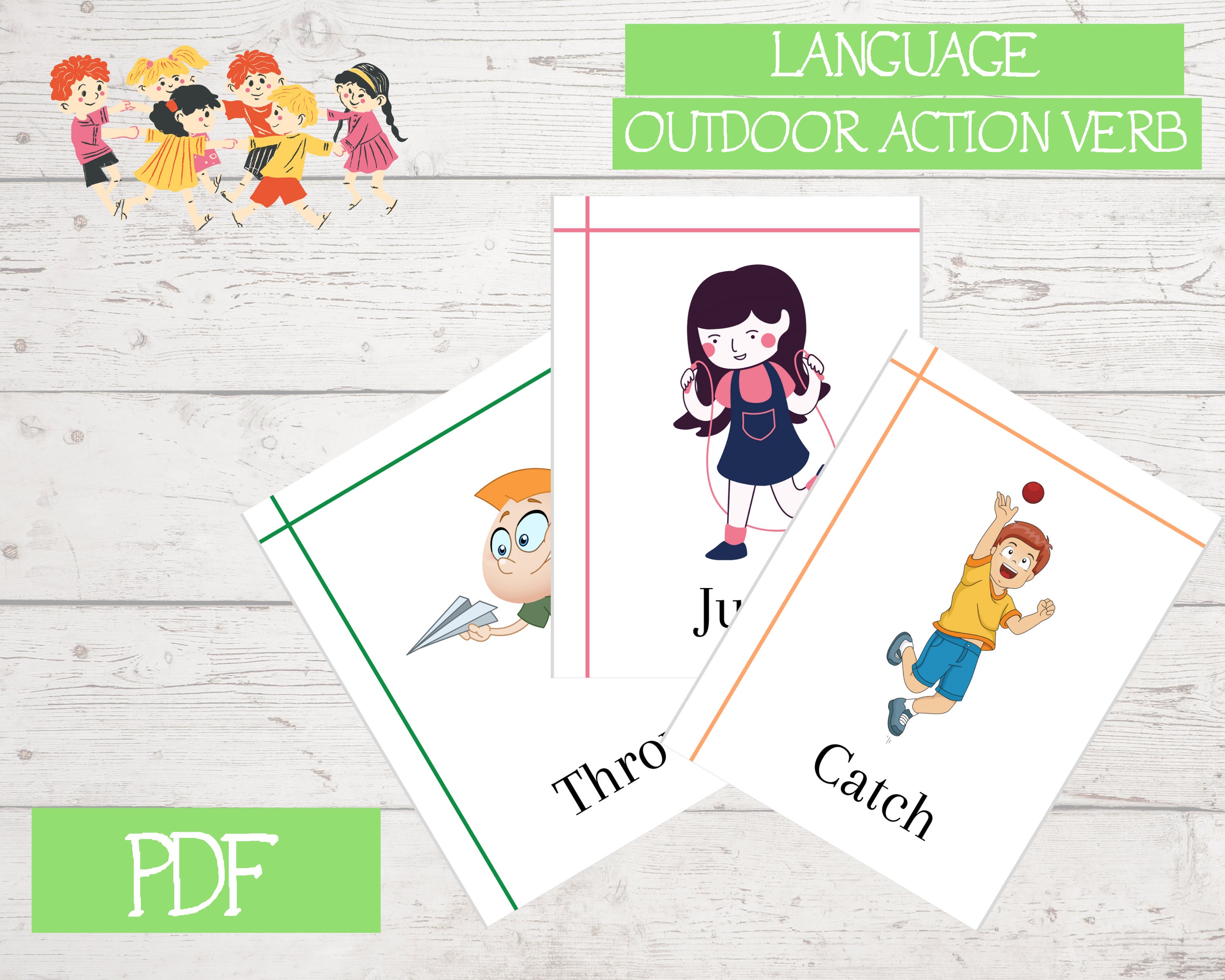 Outdoor-Action Verb Karten Montessori Karten Flash-Karten - Etsy.de